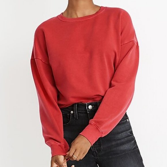 Madewell | Tops | Madewell Rivet Thread Red Crop Sweatshirt Xs | Poshmark